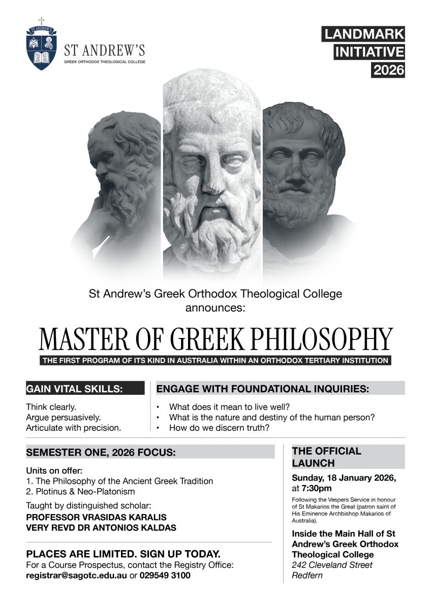 Launch of a New Master of Greek Philosophy Program Commencing 2026 | St ...